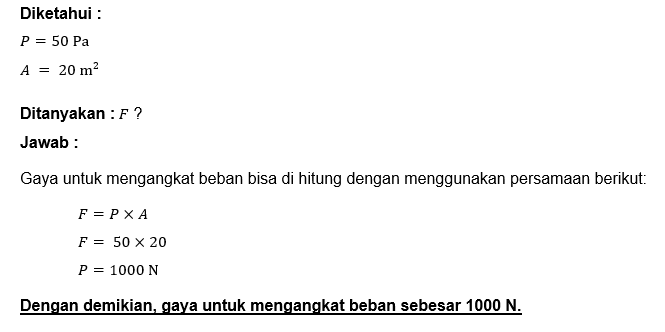 sebuah pompa hidrolik digunakan untuk mengangkat s...