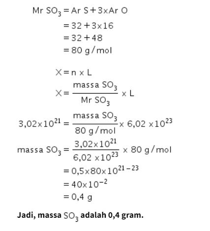 tentukan massa SO3 yang mengandung jumlah partikel...