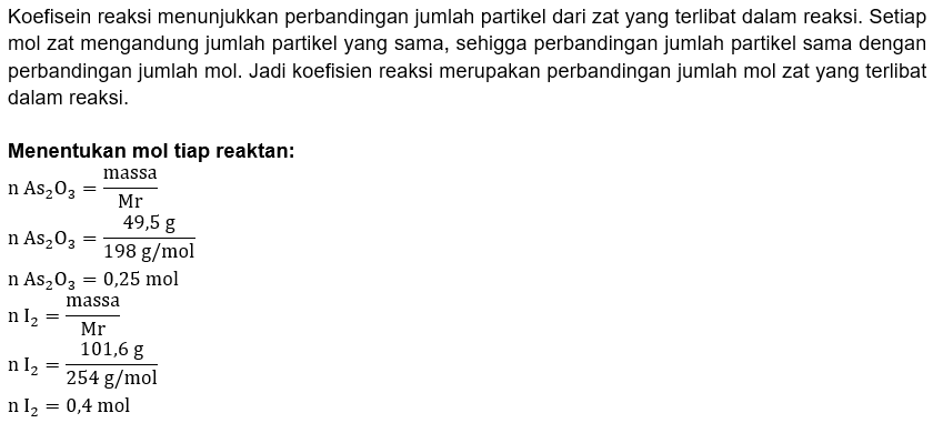 Asam arsenat (Mr=142) dihasilkan dari reaksi antar...