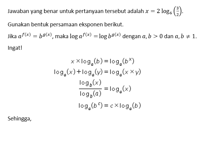 tentukan nilai x dari persamaan berikut: 3 pangkat...