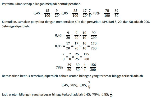 urutkan bilangan dari yang terbesar hingga terkeci...