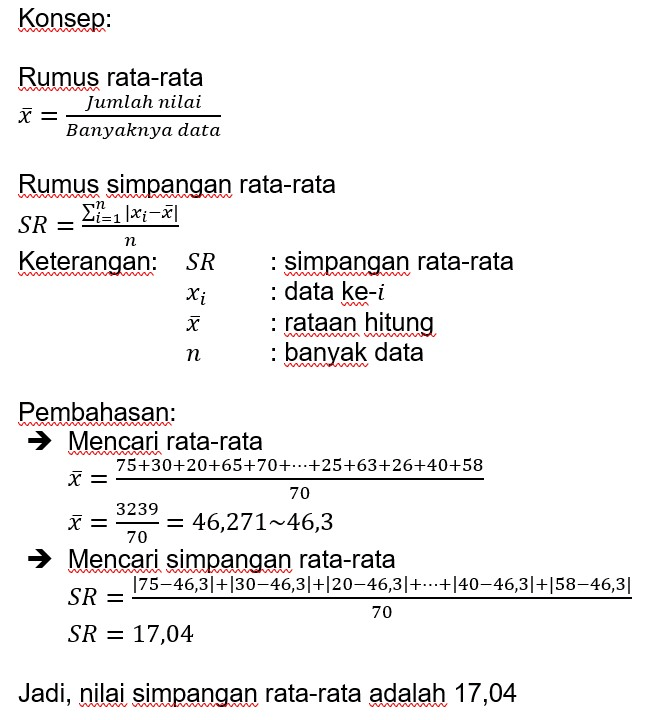 Nilai Mahasiswa. Hitunglah nilai: Simpangan Rata-R...