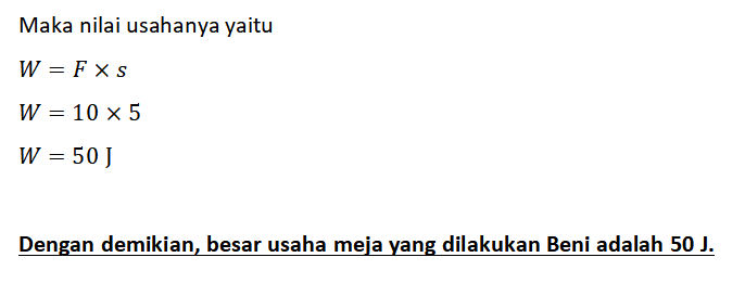 beni mendorong meja dengan gaya sebesar. 10 N ,seh...