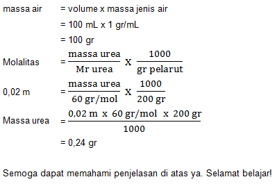 Seorang siswa ingin membuat larutan urea 0,02 m da...