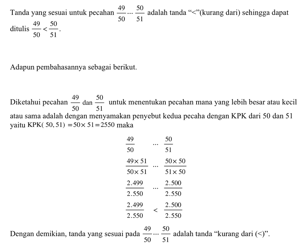 Berilah tanda , atau = pada pecahan di ... Berilah tanda , atau = pada pecahan di ...