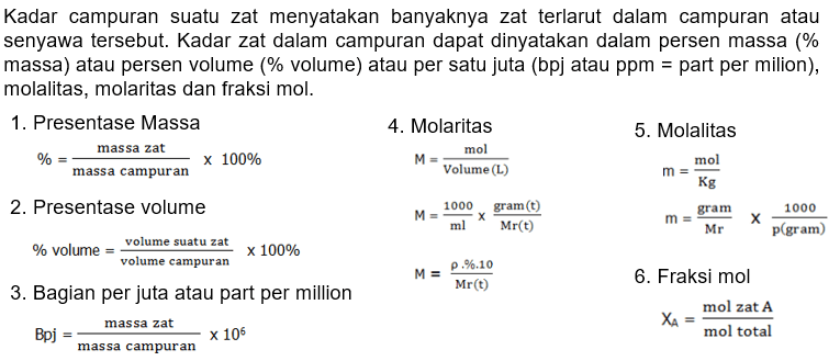 rumus dari kadar zat adalah?...