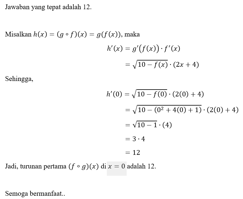 Diketahui fungsi f dan g dengan f(x)=x²+4x+1 dan g... Diketahui fungsi f dan g dengan f(x)=x²+4x+1 dan g...