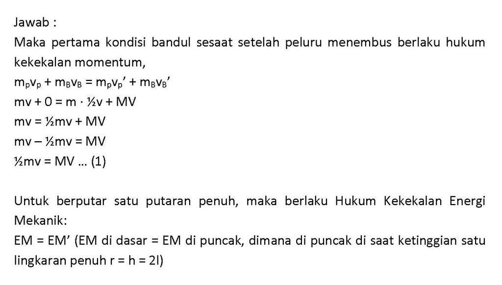 Sebutir peluru bermassa ( m) yang bergerak dengan ...