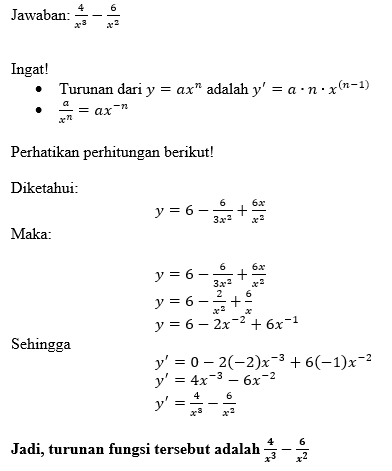 Tentukan (dy/dx) dari fungsi-fungsi di bawah ini: