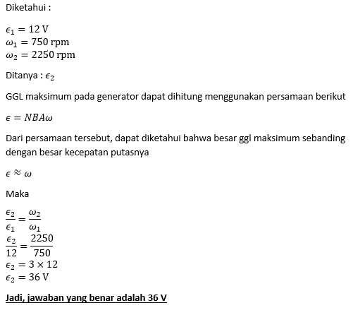sebuah generator GGL Maksimum 12V ketika kumparan ...