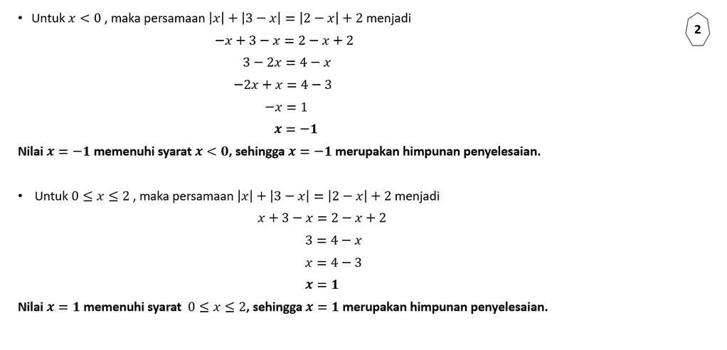 Tentukan nilai x yang memenuhi persamaan berikut.