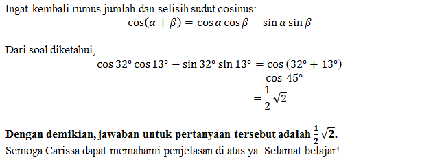 Tanpa menggunakan kalkulator ataupun tabel trigono...