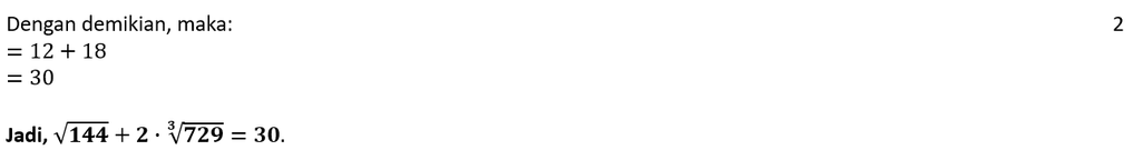 hasil dari akar 144 ditambah 2 dikali akar dari 72...