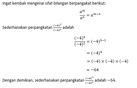 Sederhanakan perpangkatan berikut ini. ((−4)⁵)/((−...