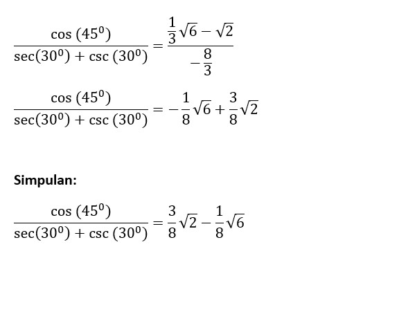 Hitung nilai dari setiap pernyataan trigonometri b...