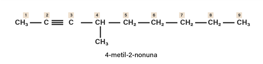 Struktur molekul 4-metil-2-nonuna...