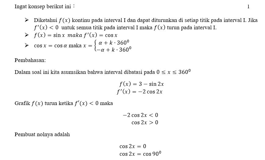 Diketahui f(x)=3-sin 2x. Tentukan: interval grafik...