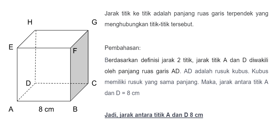 Diketahui kubus ABCD.EFGH dengan panjang rusuk 8 c...