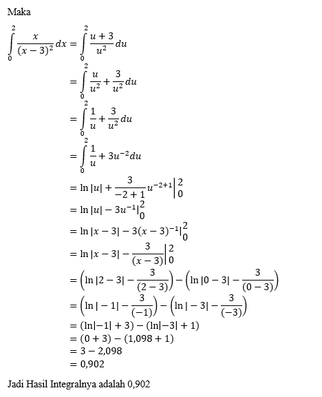 INTEGRAL TENTU batas bawah integral 0, batas atas...