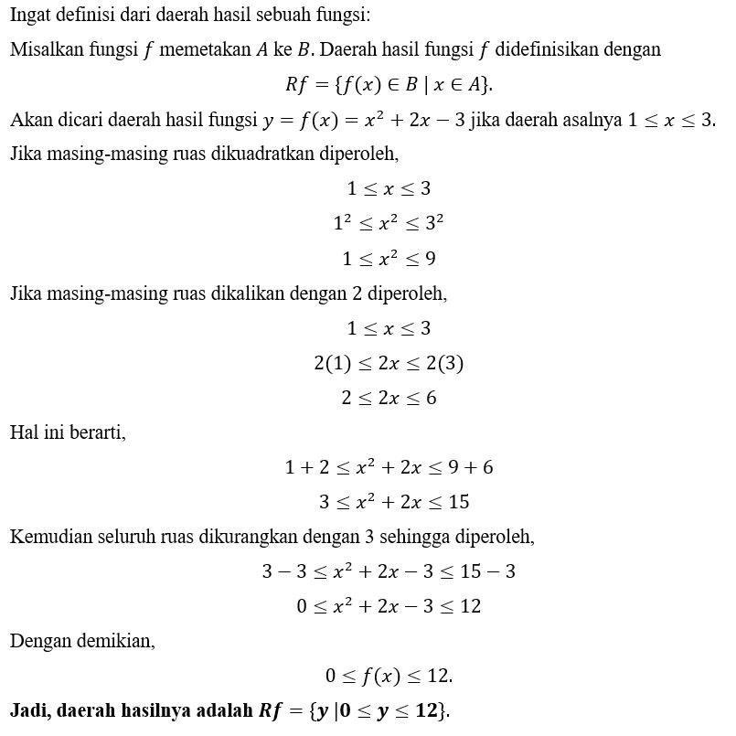 Jika daerah asal dari fungsi f(x) = x2 2x – 3 adal...