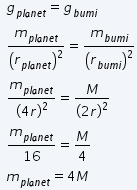 Percepatan gravitasi di suatu planit sama dengan d...