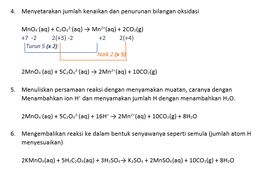 Setarakan reaksi dibawah ini ! 1. KMnO4 + H2C2O4