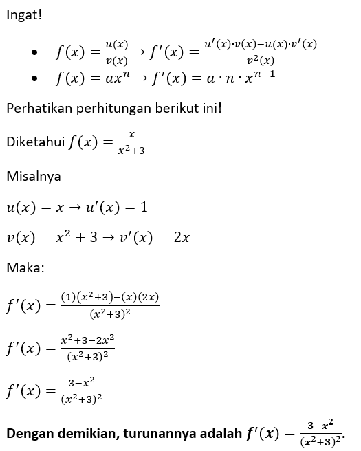 tentukan turunan dari setiap fungsi berikut. f(x)=...