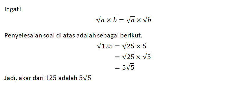 akar dari 125 adalah...