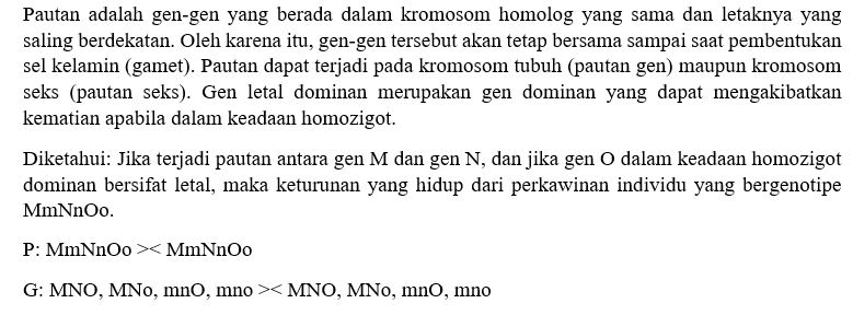 Jika terjadi pautan antara gen M dan gen N, dan ji...