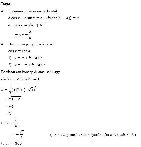 Tentukan hp dari persamaan trigonometri Cos 2x - a...