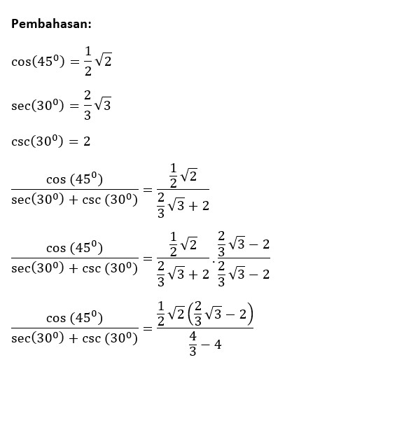 Hitung nilai dari setiap pernyataan trigonometri b...