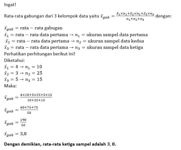 Tiga buah sampel masing-masing berukuran 10, 25 da...