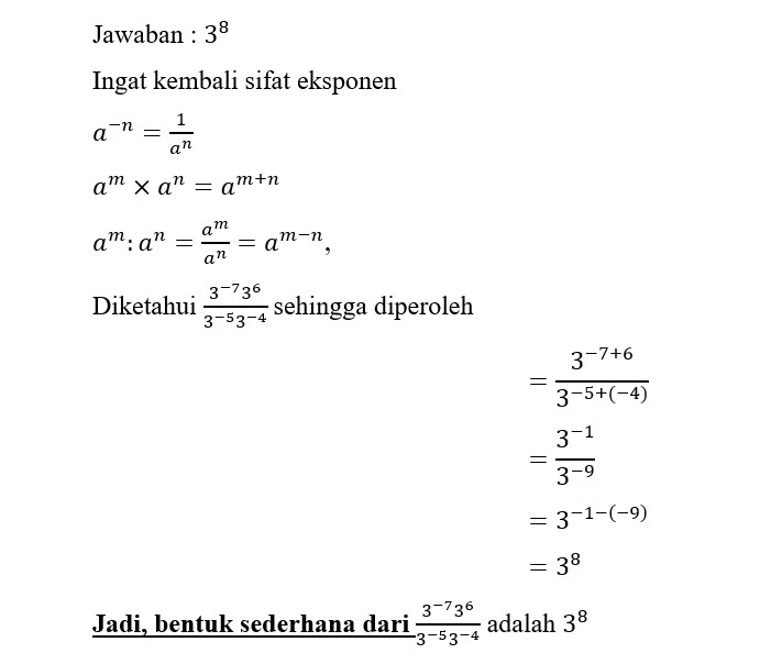 Sederhanakan bentuk pangkat berikut dan nyatakan d...