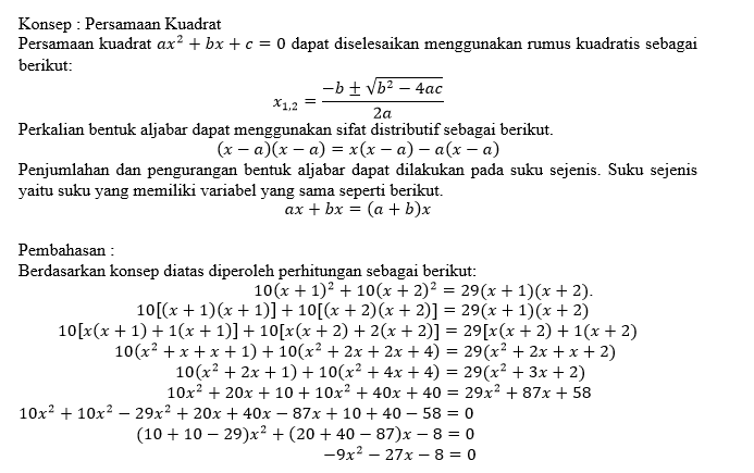 Gunakan rumus kuadratis untuk menyelesaikan setiap...