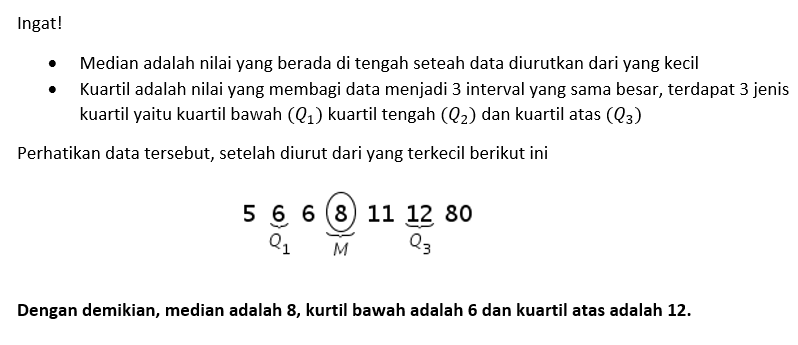 nilai median, kuartil bawah dan kuartil atas dari ...