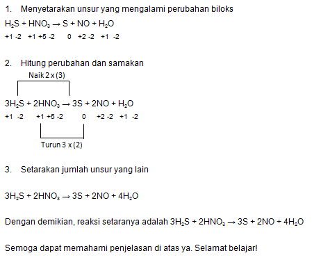setarakan reaksi redoks berikut H2S + HNO3->S