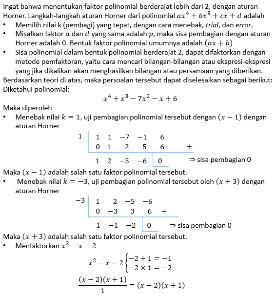 Tentukan faktor-faktor dari suku banyak berikut