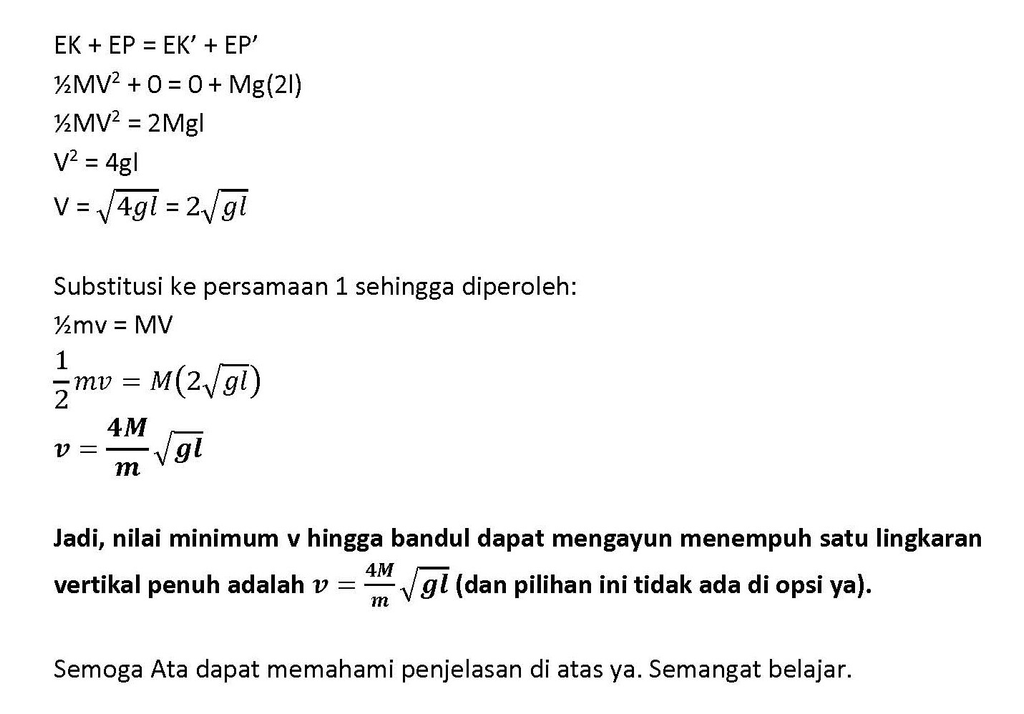 Sebutir peluru bermassa ( m) yang bergerak dengan ...