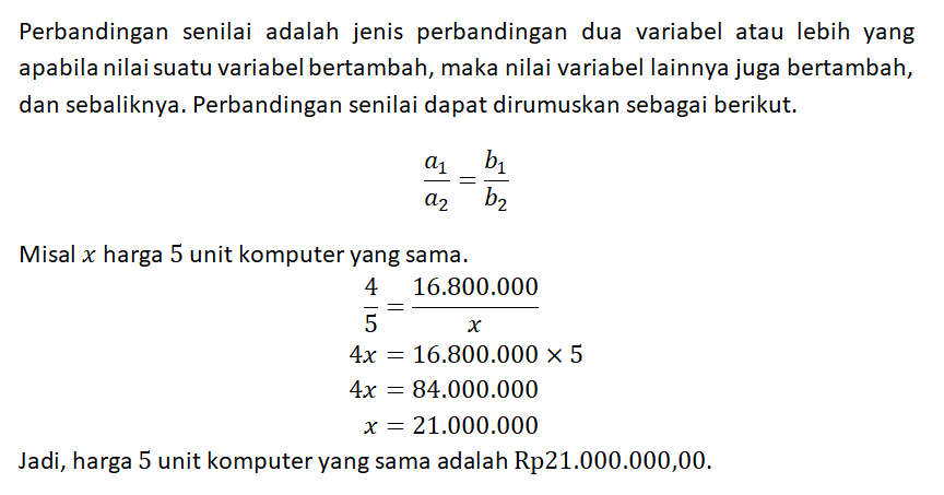 Harga 4 unit komputer adalah Rp16.800.000,00. Harg...