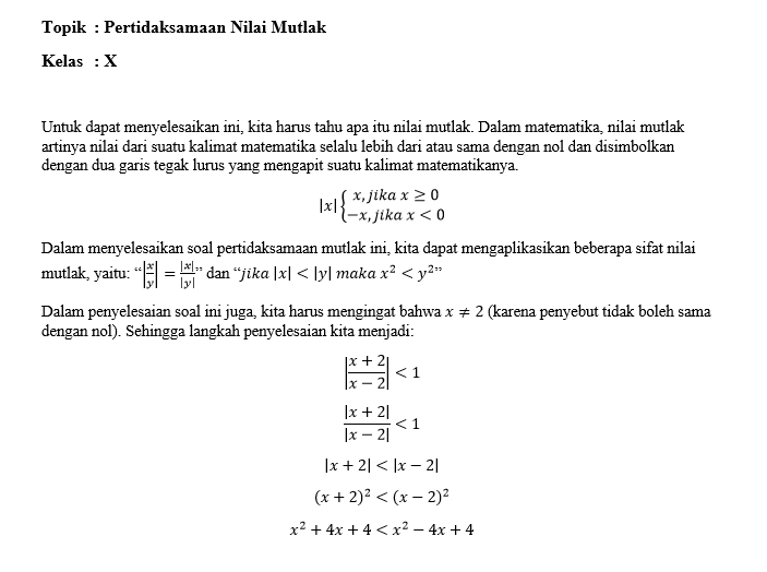 Tentukan nilai x yang memenuhi pertidaksamaan beri...
