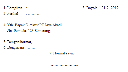 Cermatilah struktur surat lamaran kerja berikut!