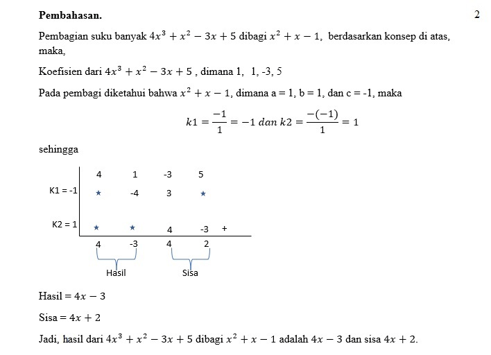 Tentukan hasil pembagian dengan cara Horner dari