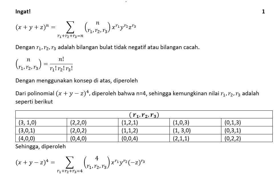 Hitunglah penjumlahan semua koefisien yang mengand...