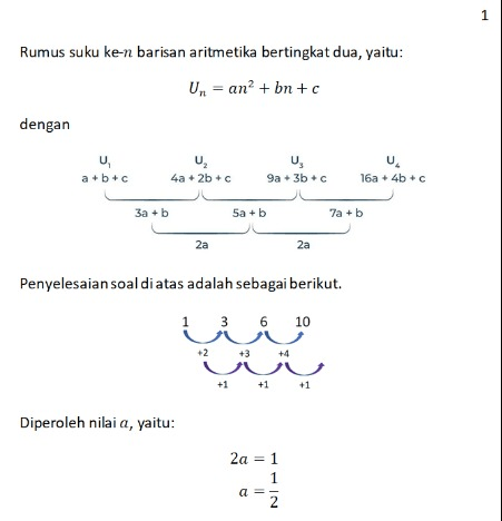 tuliskan rumus suku ke n barisan arimatika 1, 3,6,...
