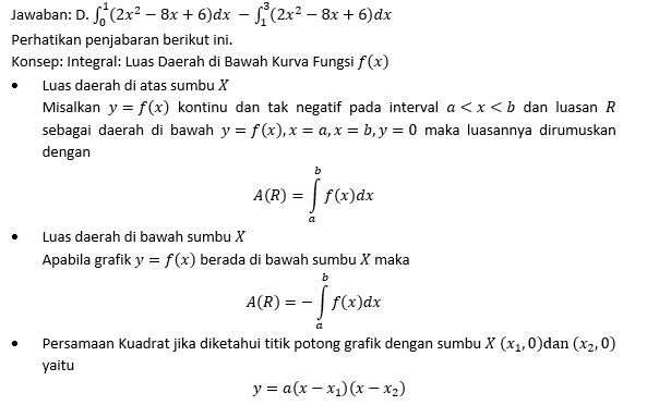 Perhatikan gambar berikut! Integral yang menyataka...
