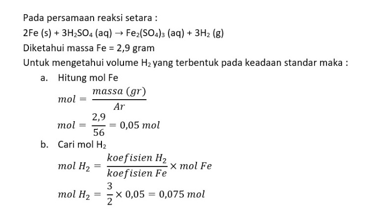 5ebanyak 2,9 gram besi direaksikan dengan asam sul...