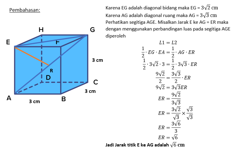 Diketahui sebuah kubus ABCD.EFGH dengan panjang ru...