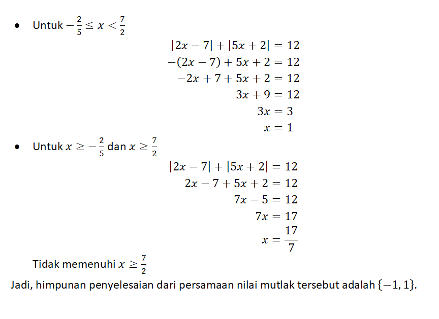 Tentukan himpunan penyelesaian dari persamaan nila...