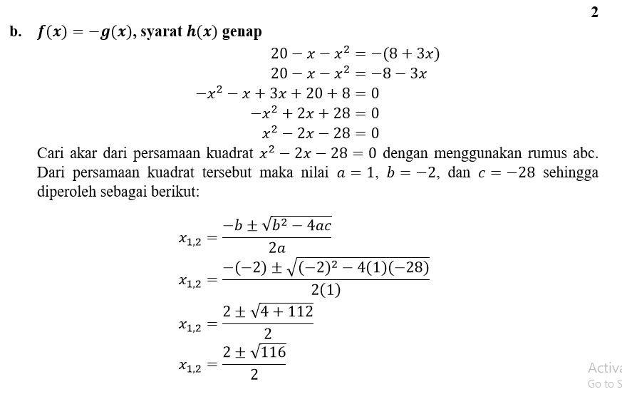 Tentukan nilai x yang memenuhi persamaan berikut.