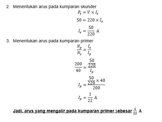 sebuah transformator mempunyai 200 lilitan primer ...